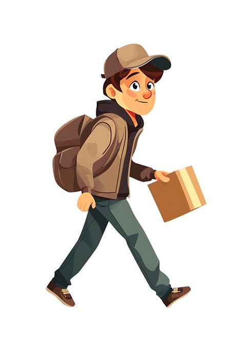 Animated Courier In Motion Carrying A Package And Wearing A Cap With
