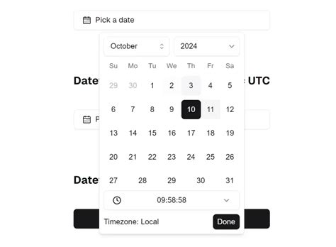 Shadcnui Datetime Picker With Time Zone And Trigger Options