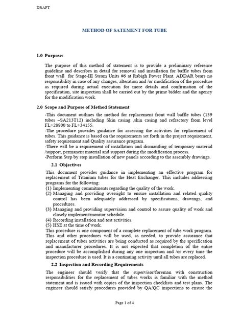 Methode Statement Pdf Quality Assurance