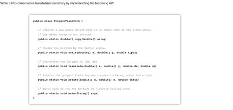 Write A Library Of Static Methods That Perform Chegg Com