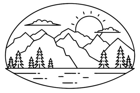 Un Sol Y Montañas Con árboles En Primer Plano Vector Premium Generado