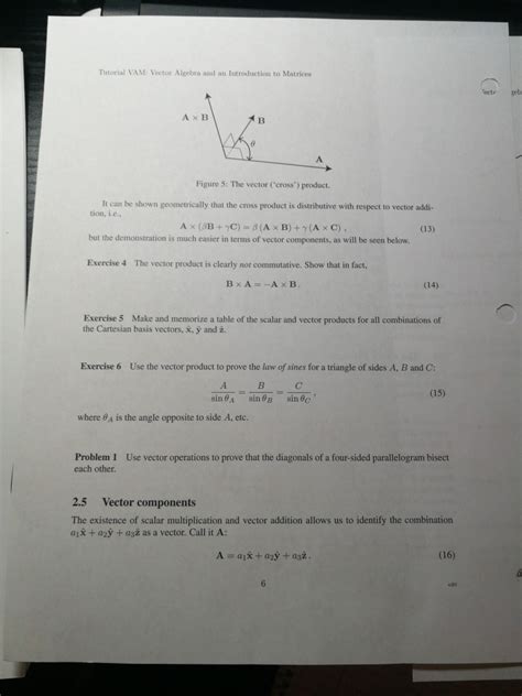 Solved Tutorial VAM Vector Algebra And An Introduction To Chegg Com