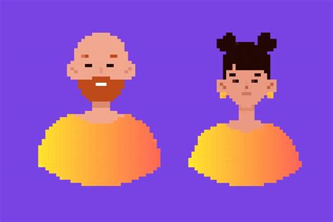 Avatar Pixel Characters Of Man And Woman Human Pixel Face 48103499