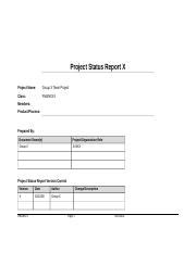Sample Project Status Report 1 Doc Project Status Report X Project Name Group X Team Project