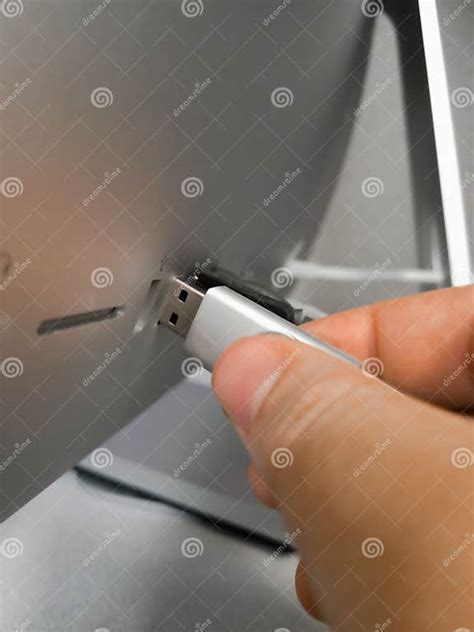 Usb Flash Drive Inserting Into A Computer Stock Image Image Of Laptop