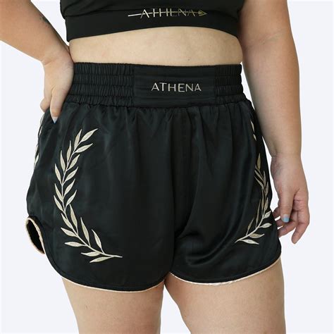 Athena Womens Muay Thai Shorts Blackgold With Extra Wide Hips