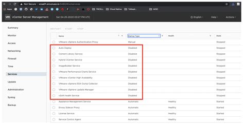 Виртуализация Отключение автозагрузки сервисов Vmware Vcenter Server Appliance в Vsphere 70