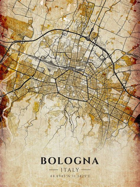 Bologna Vintage Map Poster Winter Museo