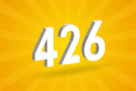 3d 426 Number Font Alphabet White 3d Number 426 With Yellow Background