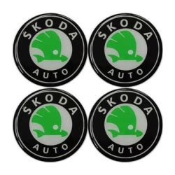 Naklejki na kołpaki emblemat Skoda mm zielone
