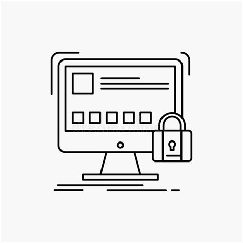 Protect Protection Lock Safety Secure Line Icon Vector Isolated Illustration Stock Vector