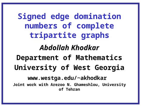 Pptx Signed Edge Domination Numbers Of Complete Tripartite Graphs