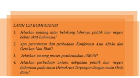 Kunci Jawaban Sejarah Indonesia Kelas 12 Halaman 253 Politik Luar