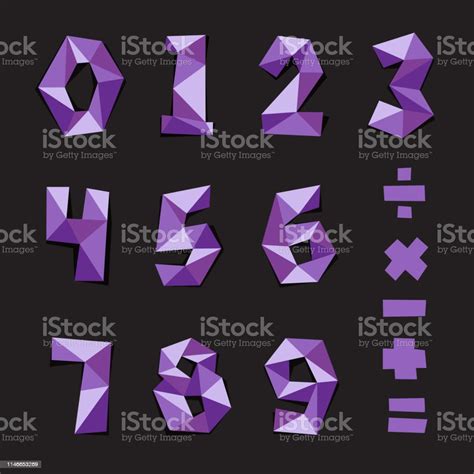 Vektor Sekumpulan Angka Polygon Number Alphabet Gaya Font Warnawarni