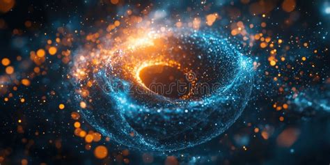 Abstract Glowing Vortex With Blue And Orange Particles Creating Dynamic Energy Effect Stock
