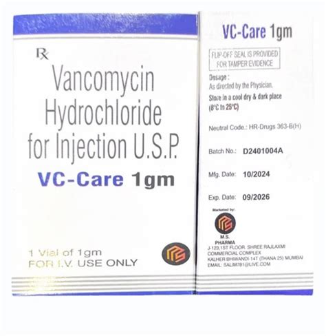 1gm Vancomycin Hydrochloride Injection At ₹ 180 Vial Vancomycin