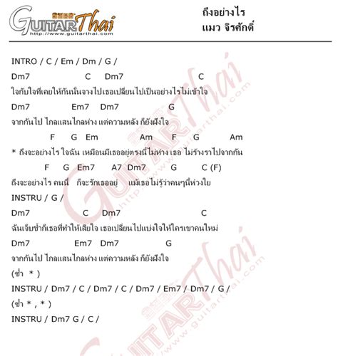 คอร์ดเพลง ถึงอย่างไร แมว จิรศักดิ์