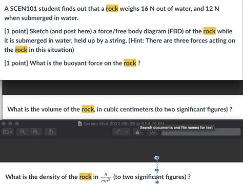 Solved A Scen Student Finds Out That A Rock Weighs N Chegg