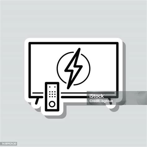 電気記号付きのテレビ灰色の背景にアイコンステッカー 3dのベクターアート素材や画像を多数ご用意 3d つながり アイコン Istock