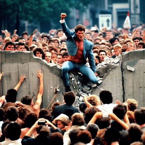David Hasselhoff Single Handedly Tearing Down The Berlin Wall As