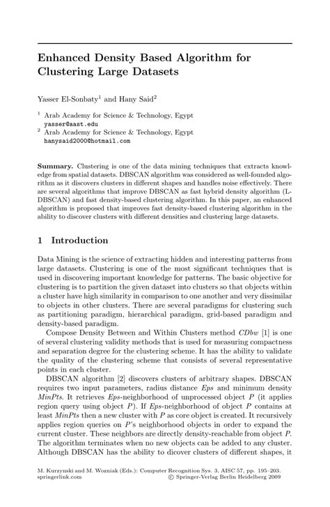 Pdf Enhanced Density Based Algorithm For Clustering Large Datasets