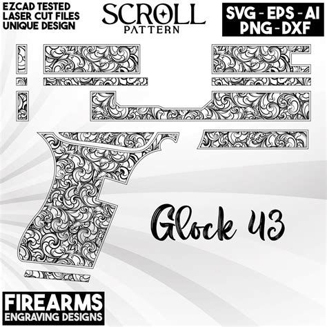 Glock43 Scroll Pattern Laser Engraving Files Glock Firearms Scroll Design Files Gun Engraving