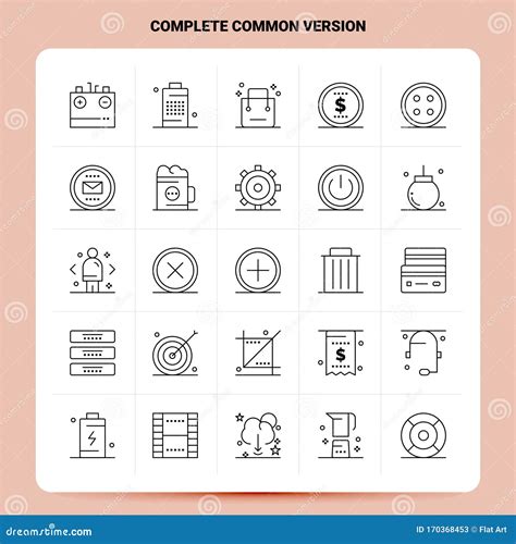 OutLine Complete Common Version Icon Set Vector Line Style Design Black Icons Set Linear
