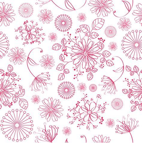 素材 シームレスな植物の線画 Seamless Floral Pattern イラスト素材