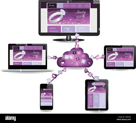 Cloud Computing Concept Design Devices Connected To The Cloud Stock