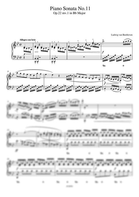 악보 L V Beethoven 베토벤 Sonata No 11 소나타 11번 By Junpin