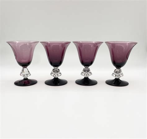 Bryce Glass Bell Shape Aquarius Pattern Amethystpurpleplum Color Wine