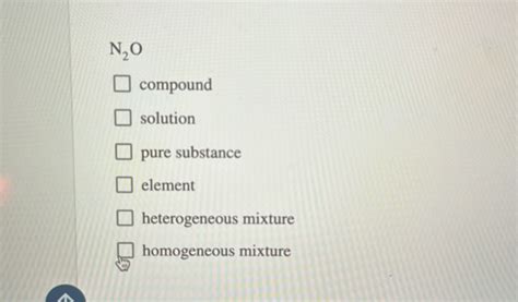 N2 O Compound Solution Pure Substance Element StudyX