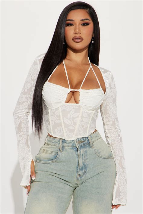 Avery Corset Top Ivory Fashion Nova Knit Tops Fashion Nova