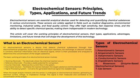Electrochemical Sensors Principles Types Applications And Future