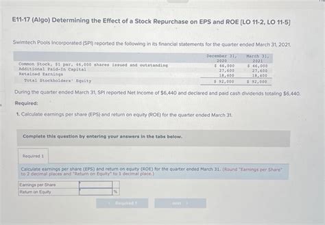 Solved E Algo Determining The Effect Of A Stock Chegg Com