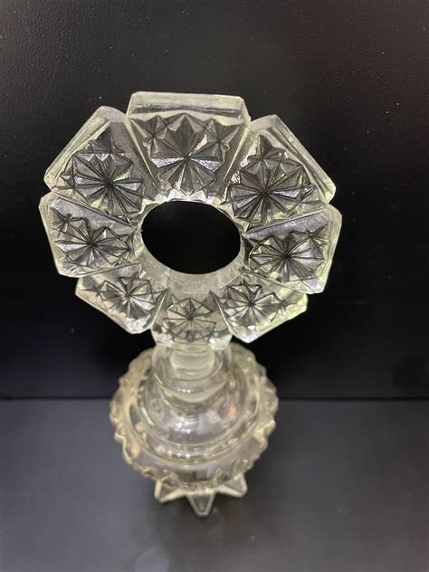 Vintage Pressed Glass Perfume Bottle Elegant Stopper Art Etsy