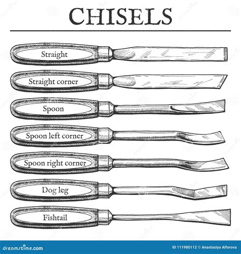 Chisel Types Set Stock Vector Illustration Of Craftsman 111980112