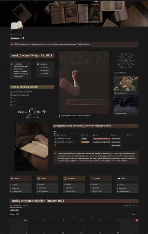 First Day Working With Notion Getting Ready For The Semester With Some
