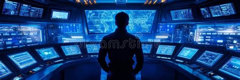Global Network Monitoring Center A Lone Figure Oversees A Vast Network