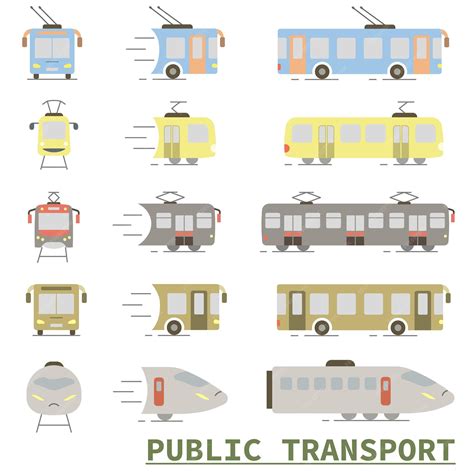 Premium Vector Public Transport Color Icons Of Public Transport