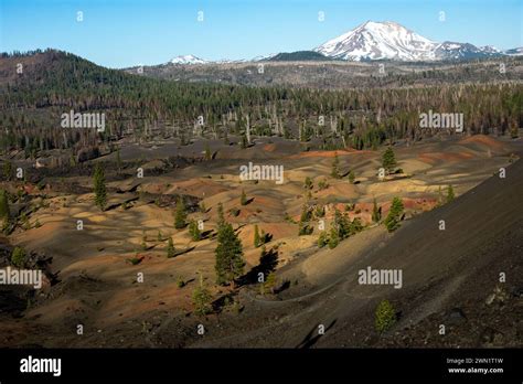 Painted Desert And Mount Lassen From Cinder Cone In California Stock