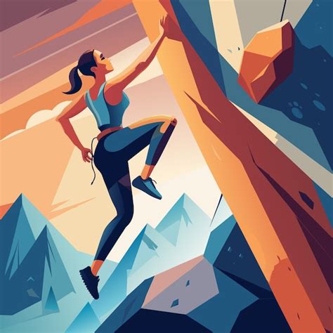 Premium Vector Adventure Climber Woman Bouldering Vector Background