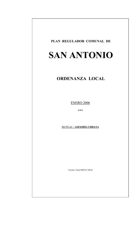 Ordenanza Plano Regulador Comunal San Antonio