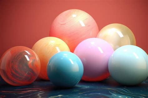 Premium Photo A Collection Of Colorful Glass Balls On A Table