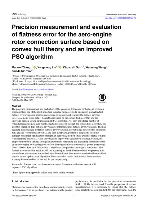precision measurement and evaluation of flatness error for the aero