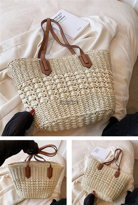 얼모스트블라썸 바구니 지사 라피아 라탄 쇼퍼백 숄더백 비치백 바캉스백 여름 가방 2color