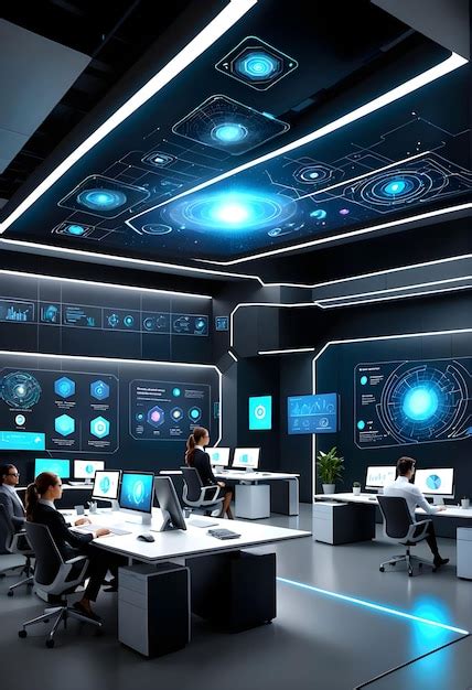 holographic displays showing innovative business solutions data