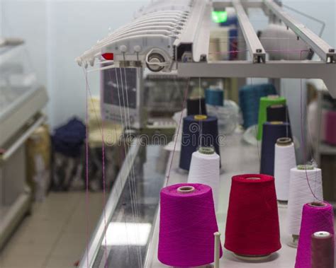 Knitting Industry Workshop For The Production Of Knitted Garments Stock
