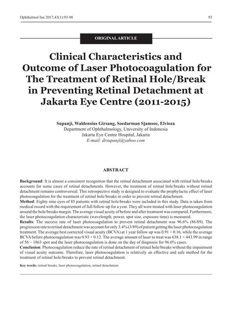 Pdf Clinical Outcomes Of Scleral Buckling Combined With Vitrectomy