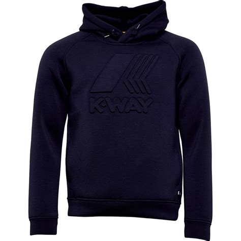 K Way Sweat à Capuche Ludovic Spacer Macro Logo Homme Bleu Marine Foncé